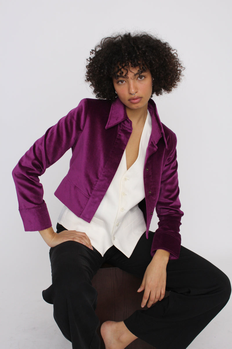 The Cropped Jacket - Magenta – Wrong Generation: Luxury Velvet Suits